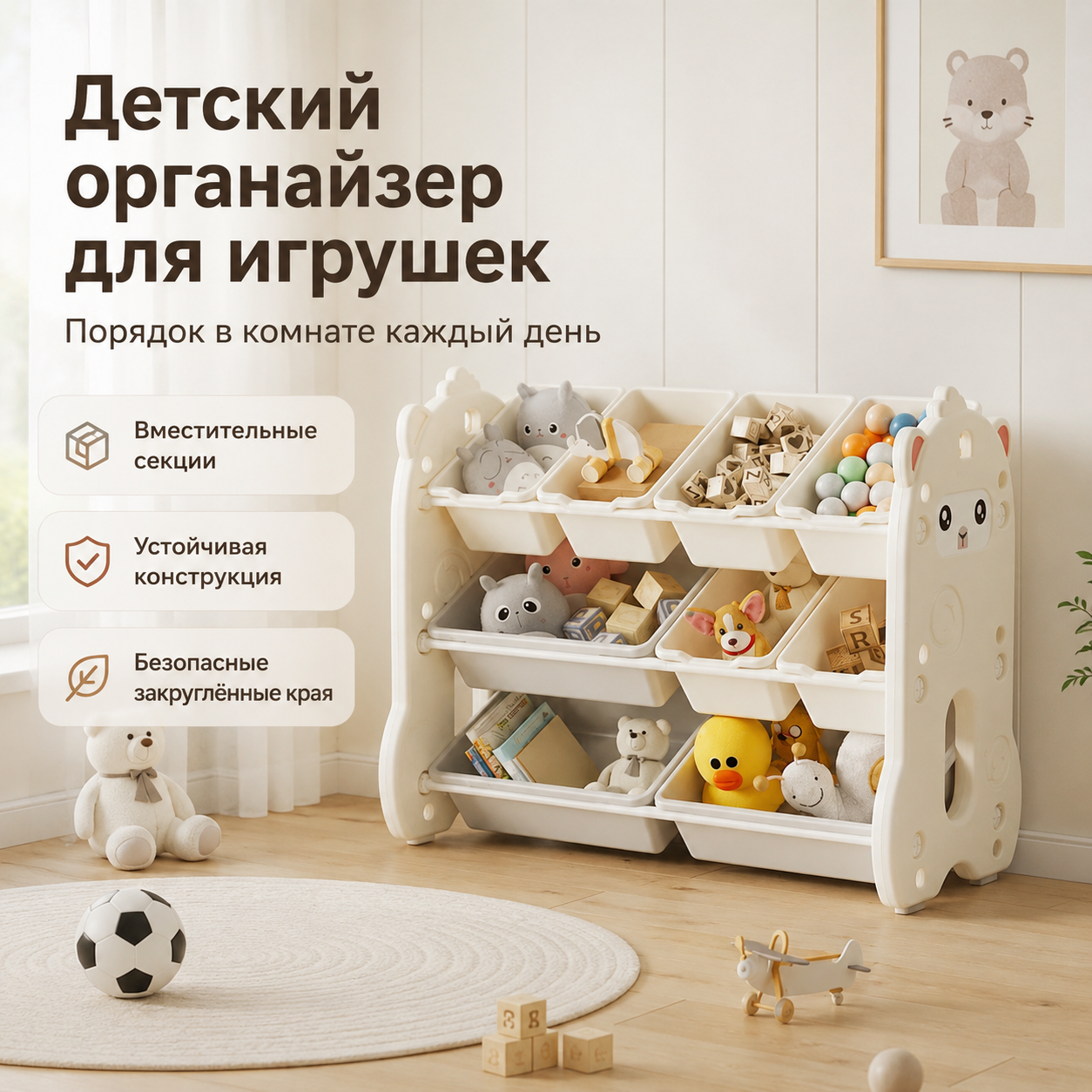 DUZ Стеллаж для игрушек длина 33 см, ширина 86 см, высота66 см,