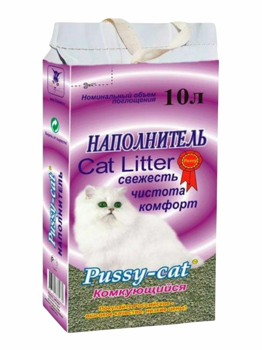 Pussy cat Наполнитель бентонитовый комкующийся для кошачьего туалета, 10 л (7 кг)