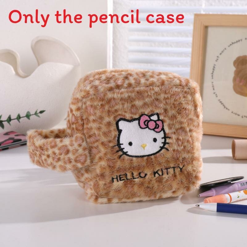 Cute hellokitty plush money wallet for students girls compact cosmetic case for daily use khaki