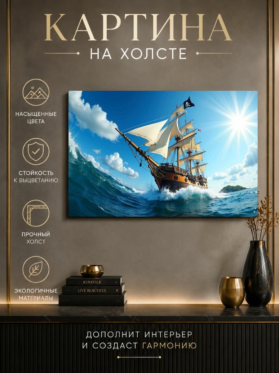 Картина на холсте Пиратский корабль 70x50 см
