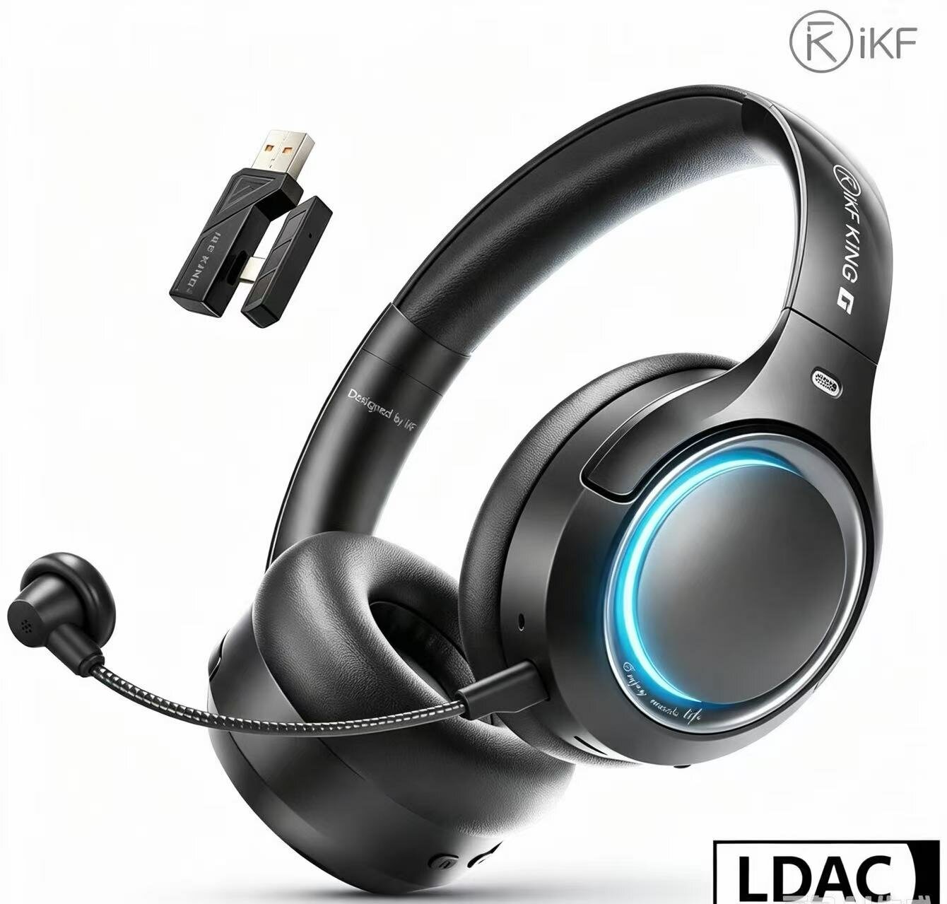 IKF King G беспроводные игровые наушники с шумоподавлением, Bluetooth, 2.4G, пять режимов, новая модель, черные