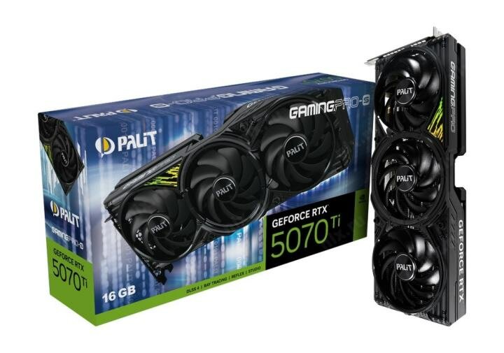 Palit NE7507T019T2-GB2031U (GeForce® RTX 5070 Ti) 16 Гб, GDDR7, 256 бит, PCI Express, 3xDP,1xHDMI