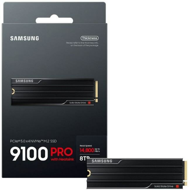 MZ-VAP8T0CW SSD Samsung M.2 2280 8TB 9100 PRO PCIe Gen5x4 with NVMe, V NAND TLC (V8) Internal Solid State Drive
