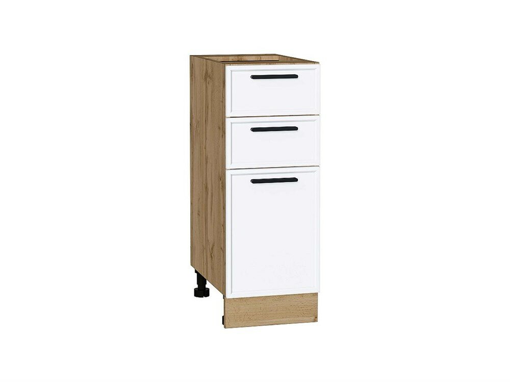 VVT Шкаф нижний с 3-мя ящиками Фрейм Дуб Вотан, White Silk, 300 В*Ш*Г 816*300*484, фасад МДФ White Silk, корпус Дуб Вотан White Silk