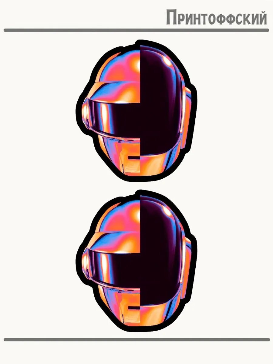 2-е (Две) Термонаклейки маска робота из группы daft punk