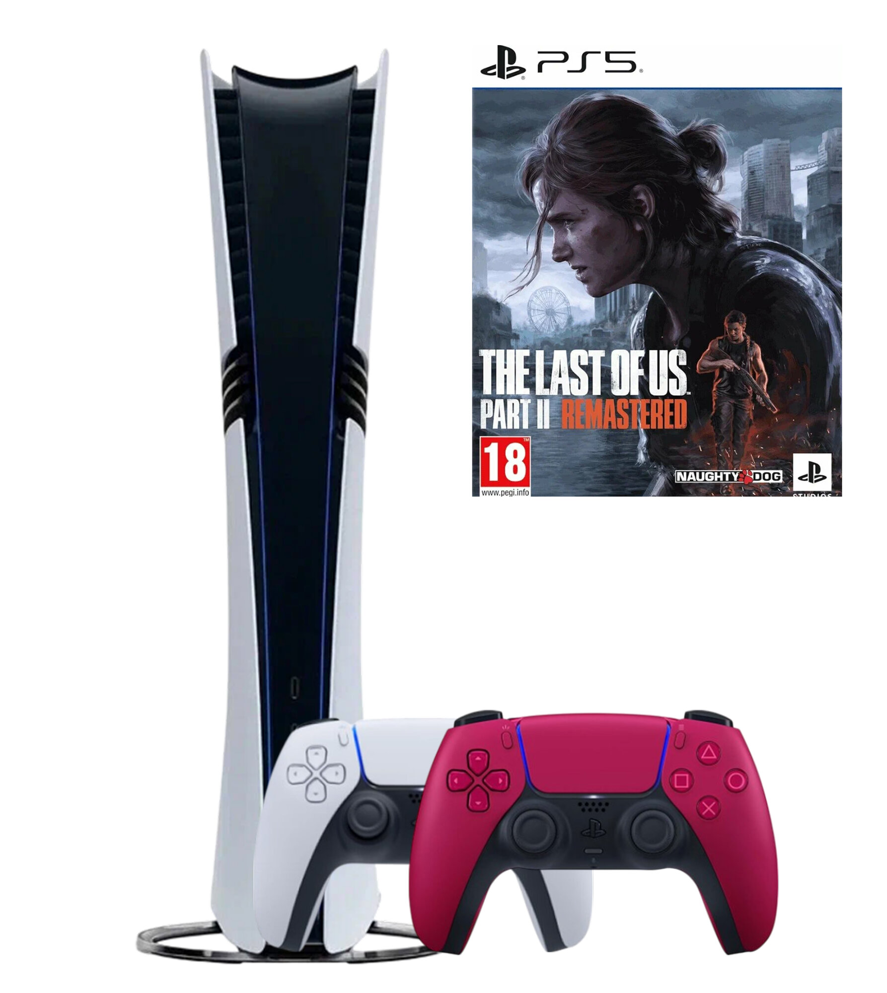 Игровая приставка PlayStation 5 Pro + 2й геймпад красный+ игра Last of Us 2