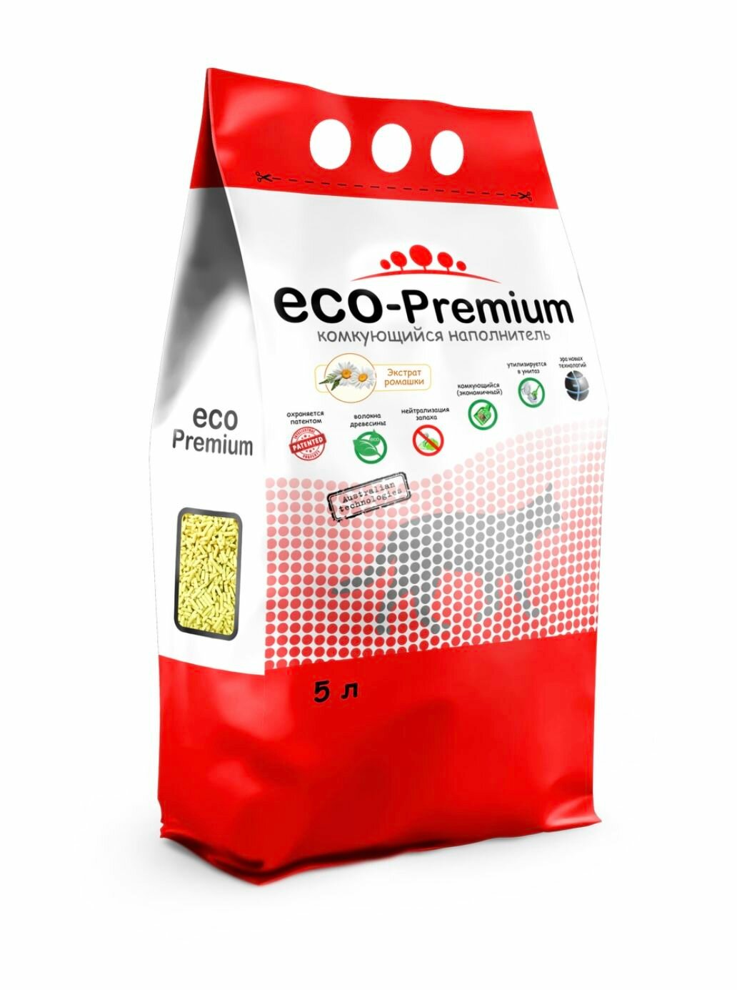 ECO-Premium Наполнитель Древесный Комкующийся Ромашка 1900г.