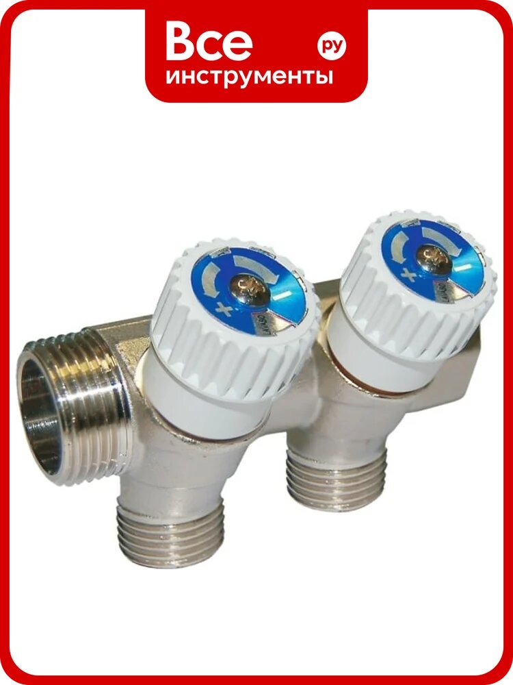 Коллектор с вентилями Comisa 3/4-1/2-2 выхода, никель 8820050