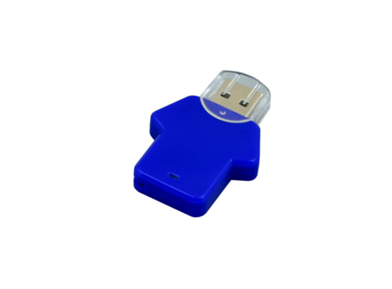 Пластиковая флешка для нанесения логотипа в виде футболки (512 МБ / MB USB 2.0 Синий/Blue Football_man Недорогая флешка)