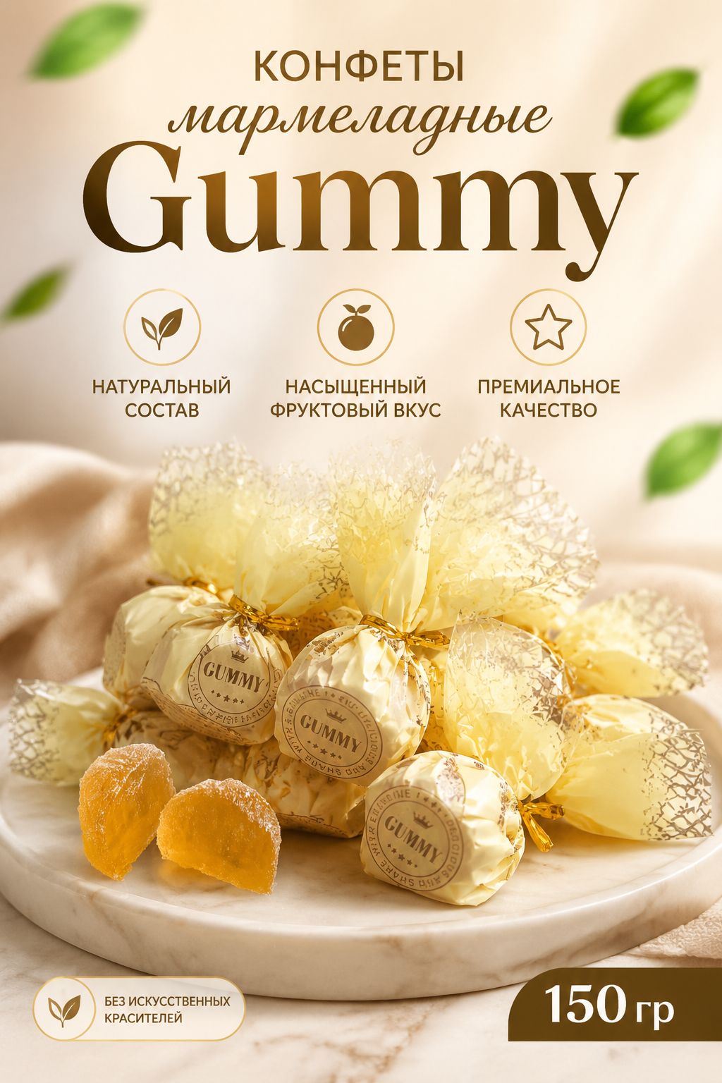 Конфеты мармеладные Gummy со вкусом манго 150 гр