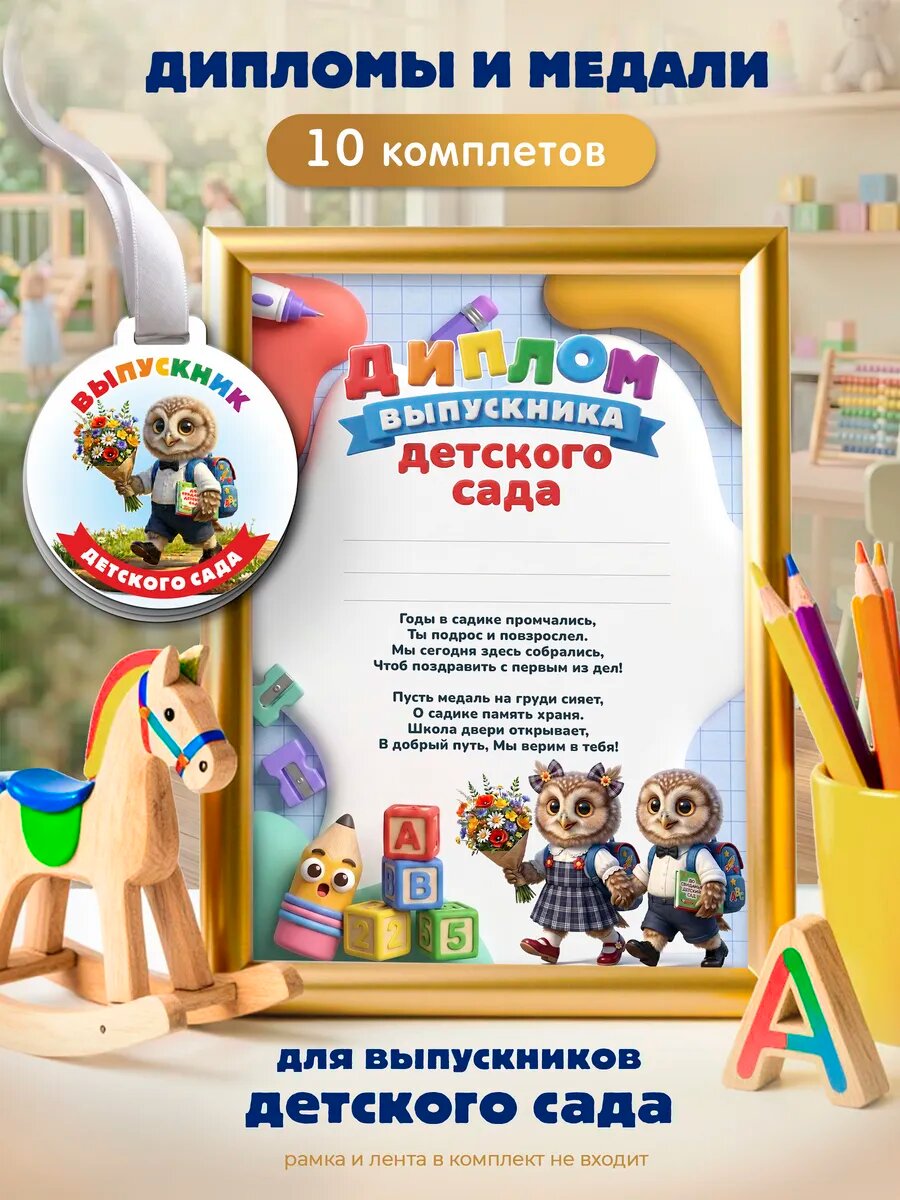 Диплом выпускника детского сада, медаль выпускника