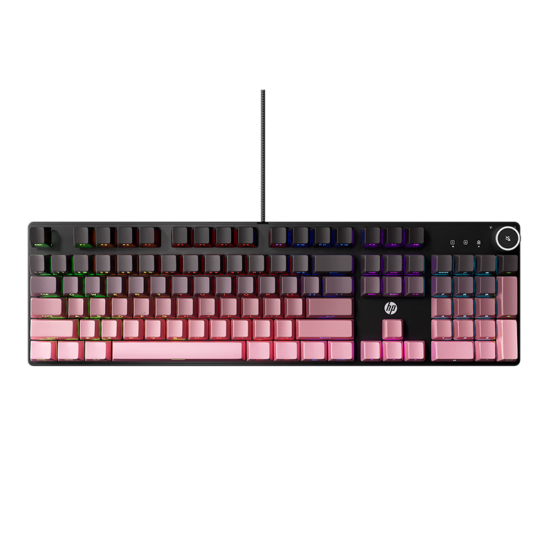 HP K10GV2 Механическая клавиатура с подсветкой RGB для офиса и игр, 104 клавиши, сине-черничный градиентный дизайн Цвет