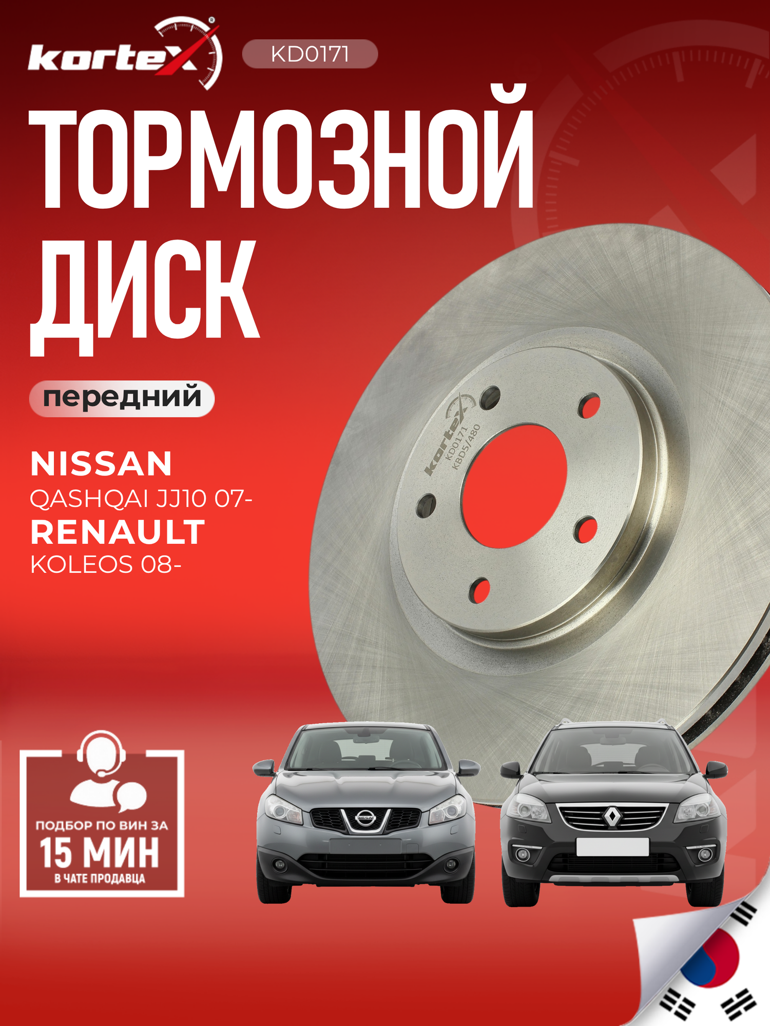 Диск тормозной (левый/правый передний) Nissan Ниссан Juke жук Qashqai Кашкай; Renault Рено Koleos DF4989S