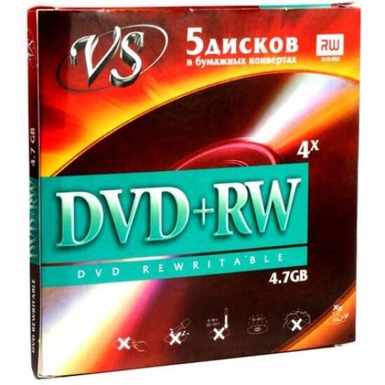Диск VS DVD+RW 4x конверт 5 шт (DVDPRWK501)