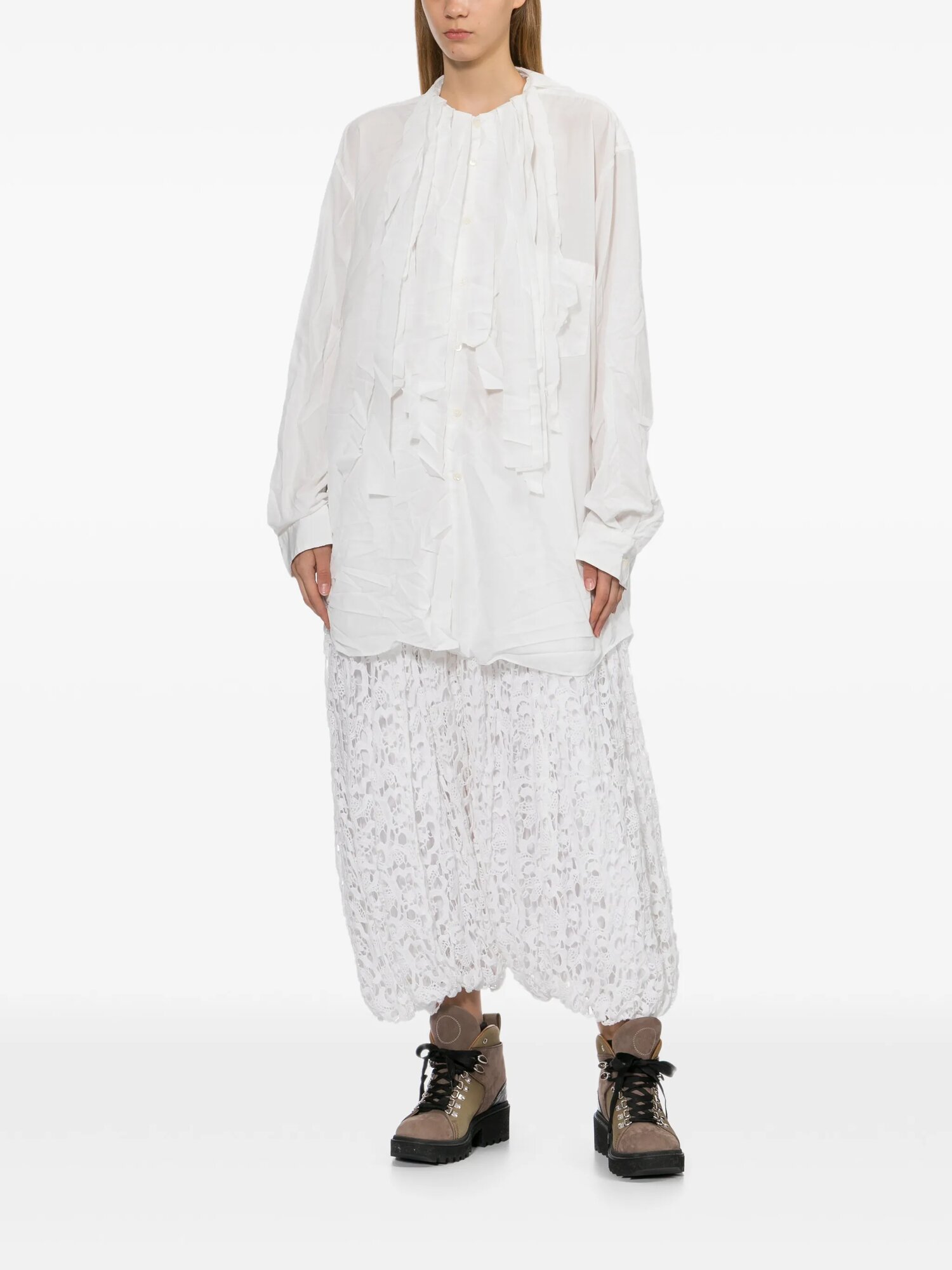 Рубашка COMME des GARCONS, размер 44, бежевый/белый — фото 1