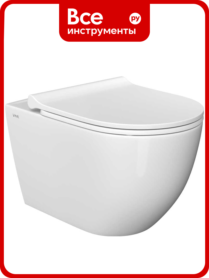 Подвесной унитаз VITRA Mia Round SmoothFlush, безободковый 7510B003-0075, прочный