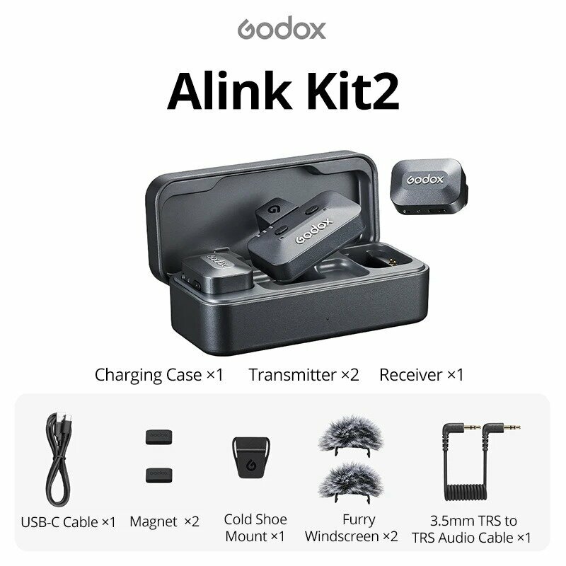 Godox Alink Kit2 Беспроводной микрофон для видео и радио, всенаправленное интеллектуальное шумоподавление