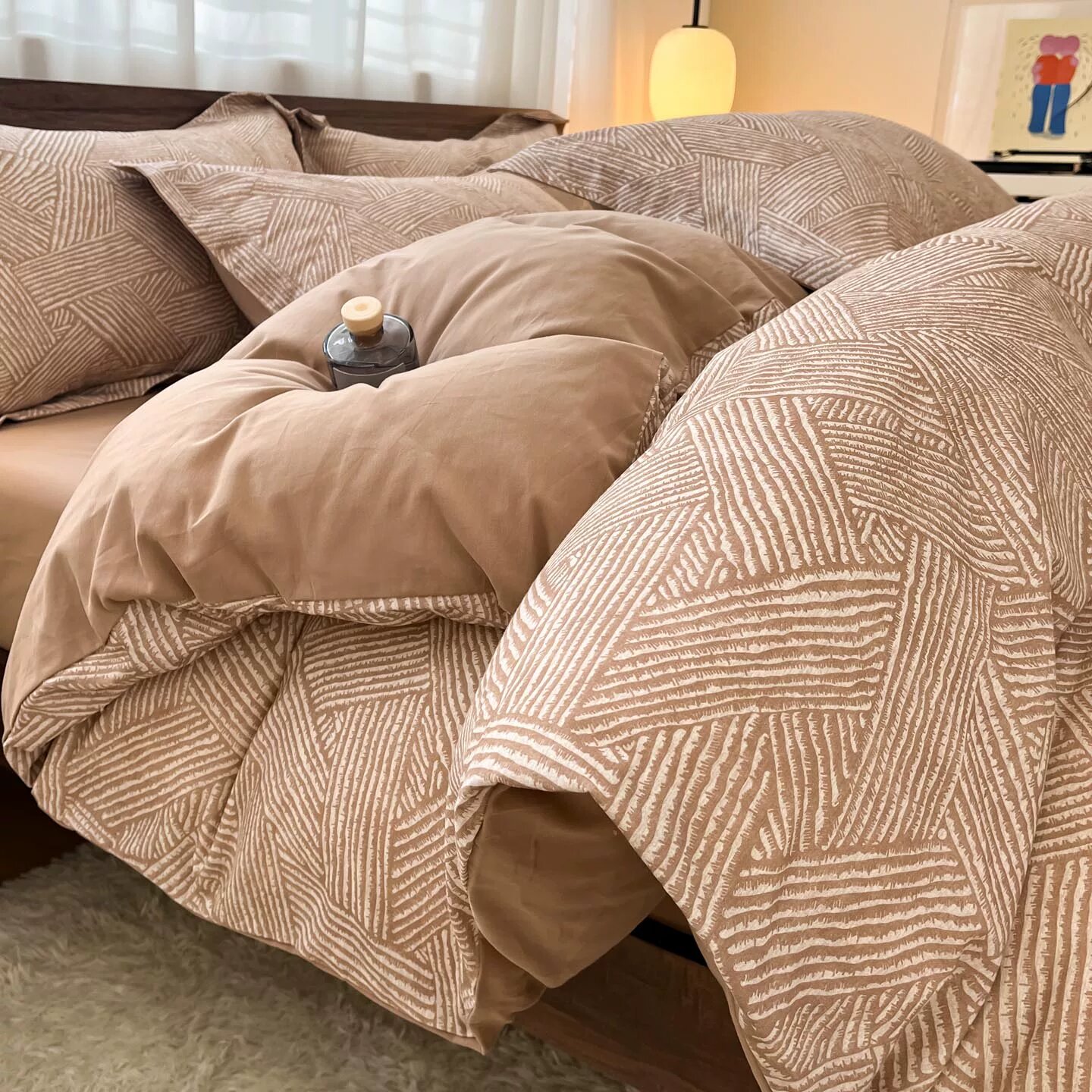 Комплект постельного белья Herrani Home Textiles 2025: новый, из 100% чистого хлопка, утолщенный, с начесом, состоящий