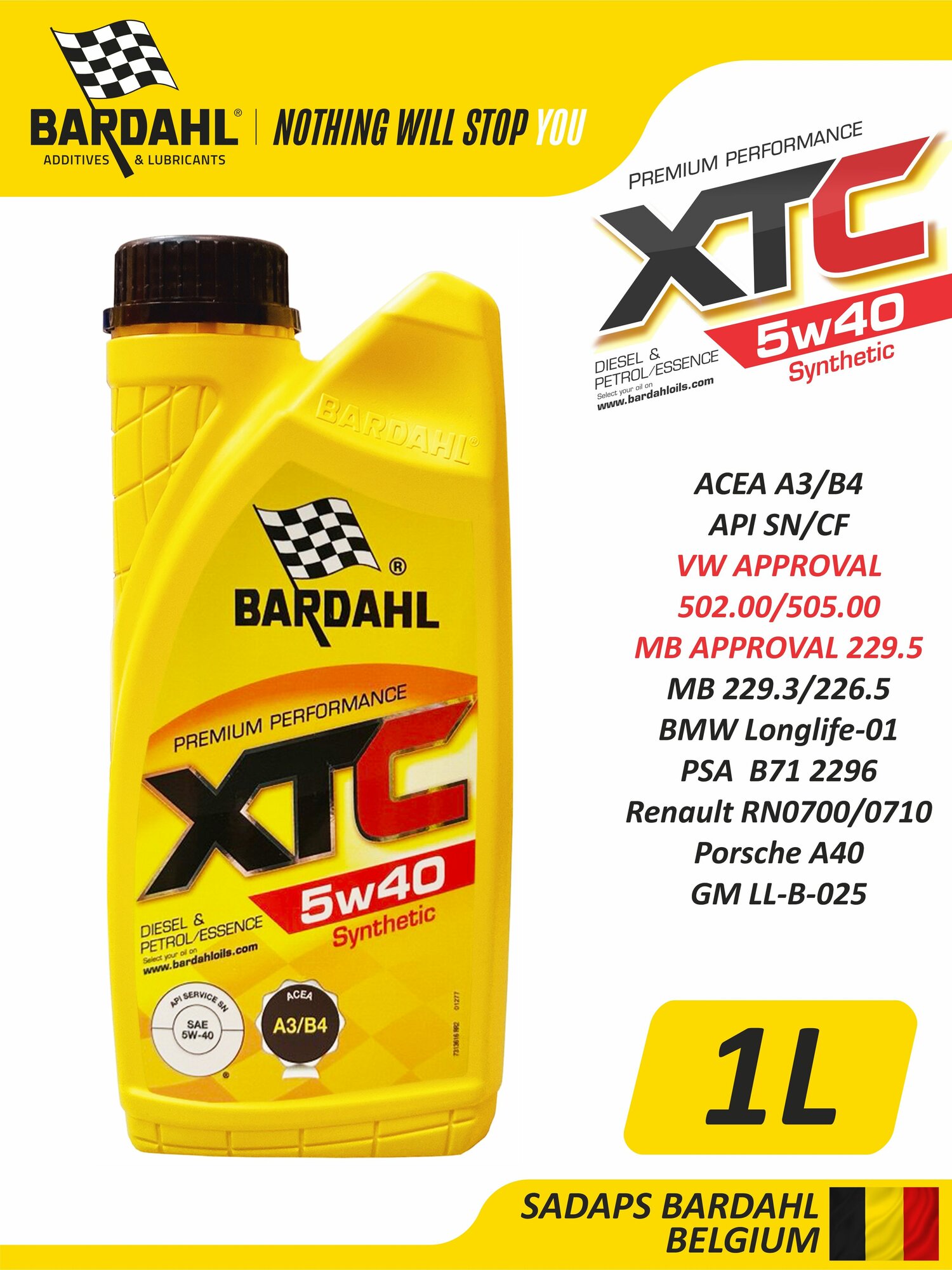 Bardahl Xtc 5W-40 Масло моторное, Синтетическое, 1 л