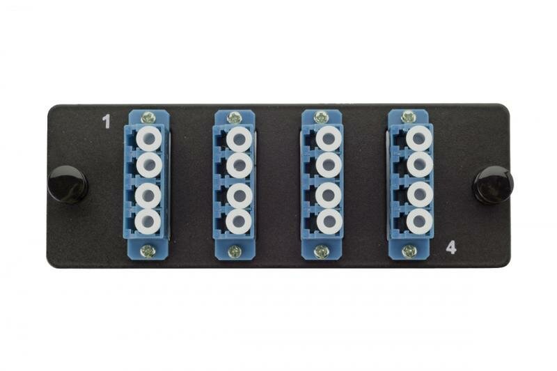 Комплект планка Q-SLOT с 4 адаптерами LC OS2 монтаж. шнуры КДЗС Eurolan 38M-S2-4L-04BL