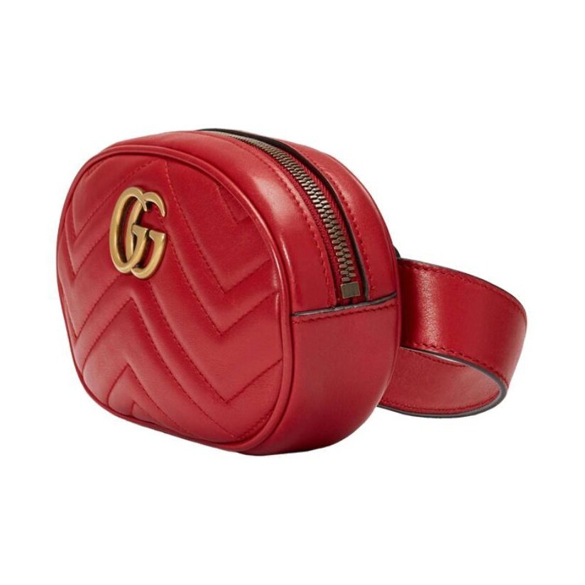 Сумка GUCCI GG Marmont, фактура плетеная, красный — фото 1