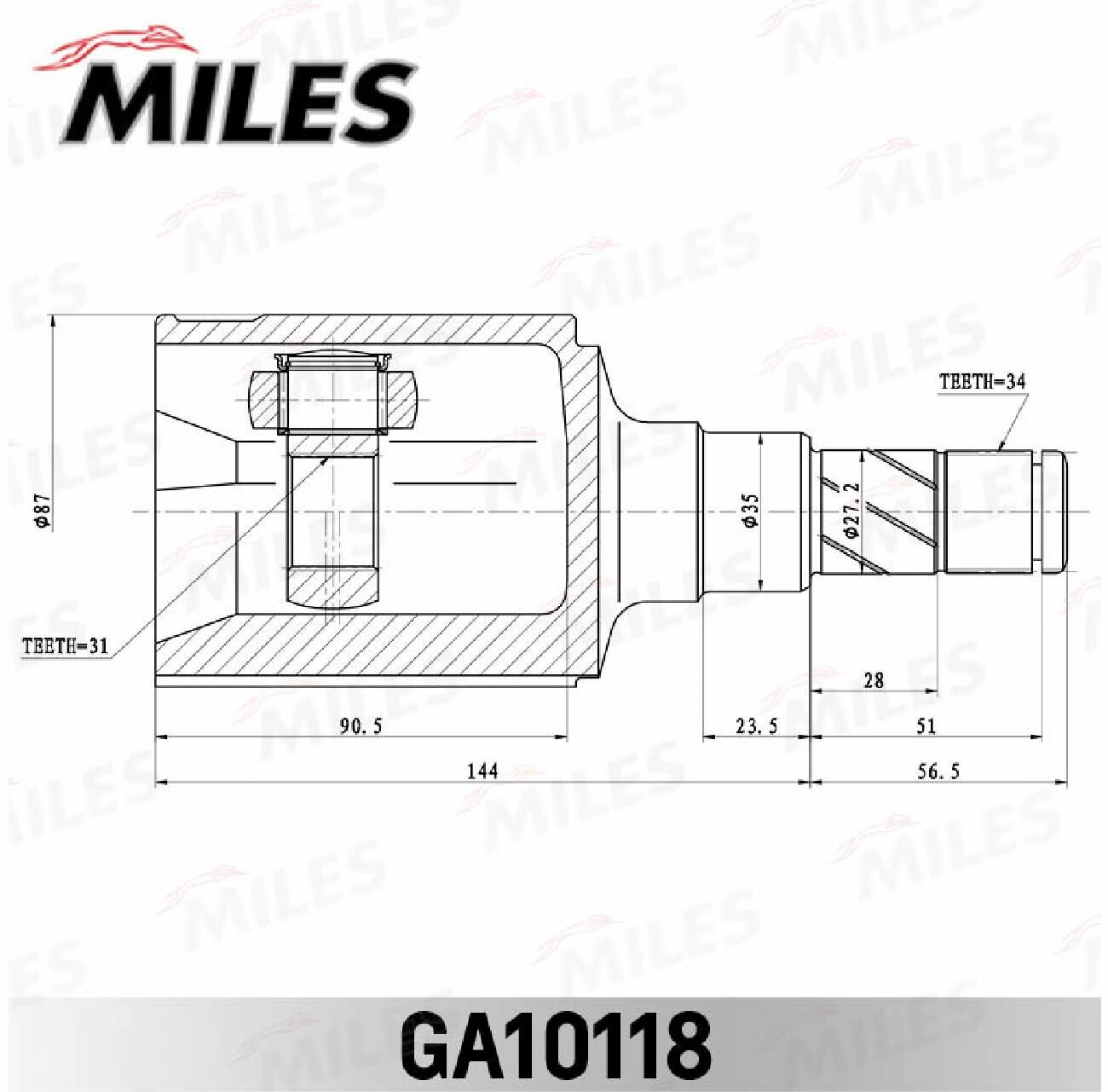 ШРУС CHEVROLET CRUZE J300 09- 1.6 внутр, MILES, GA10118
