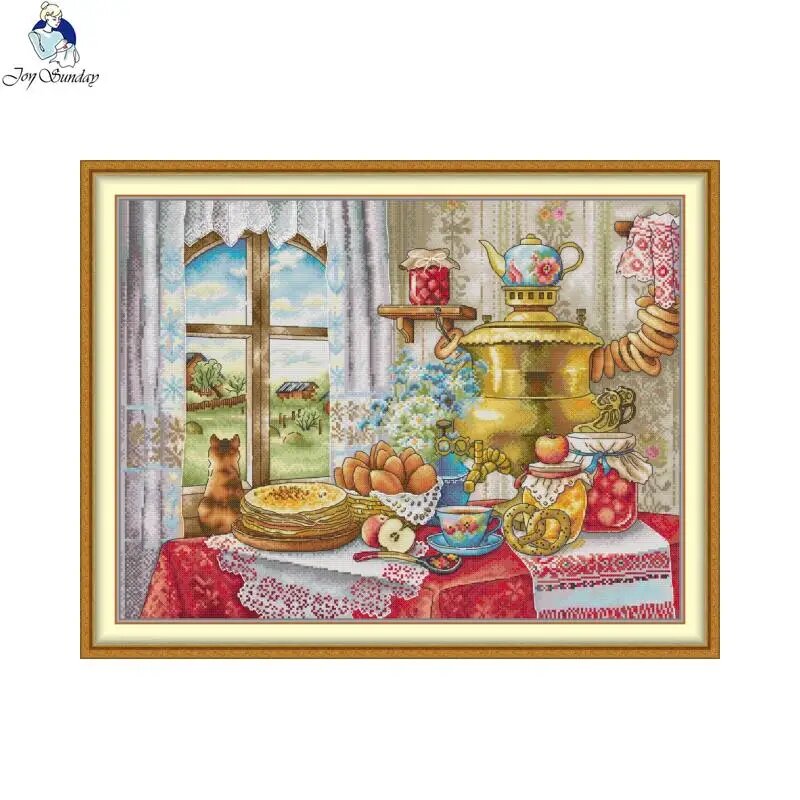 Набор для вышивания крестом Joy Sunday «Сельский завтрак», 14CT Printed Cloth