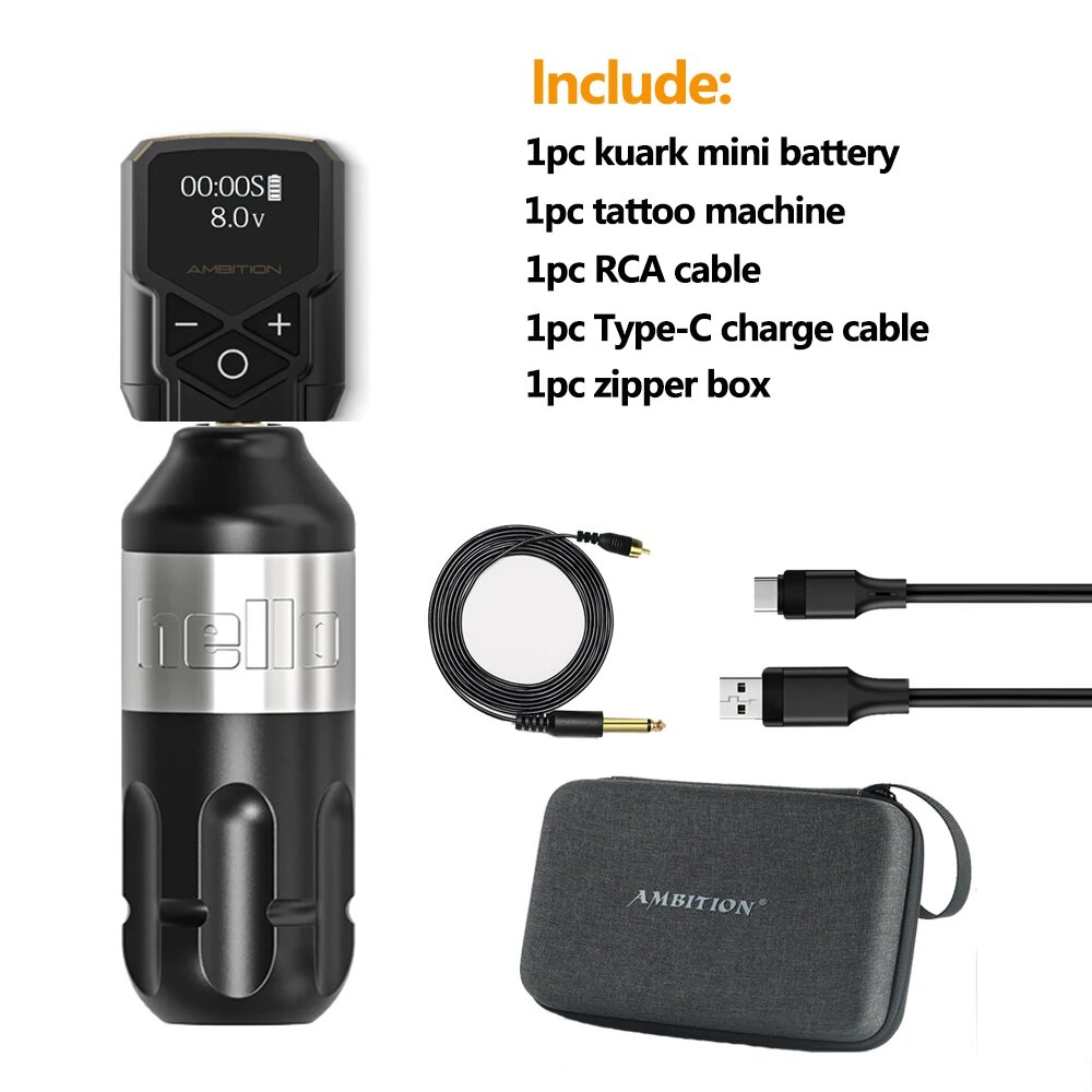Тату-машинка Ambition Stroke, Silver mini battery