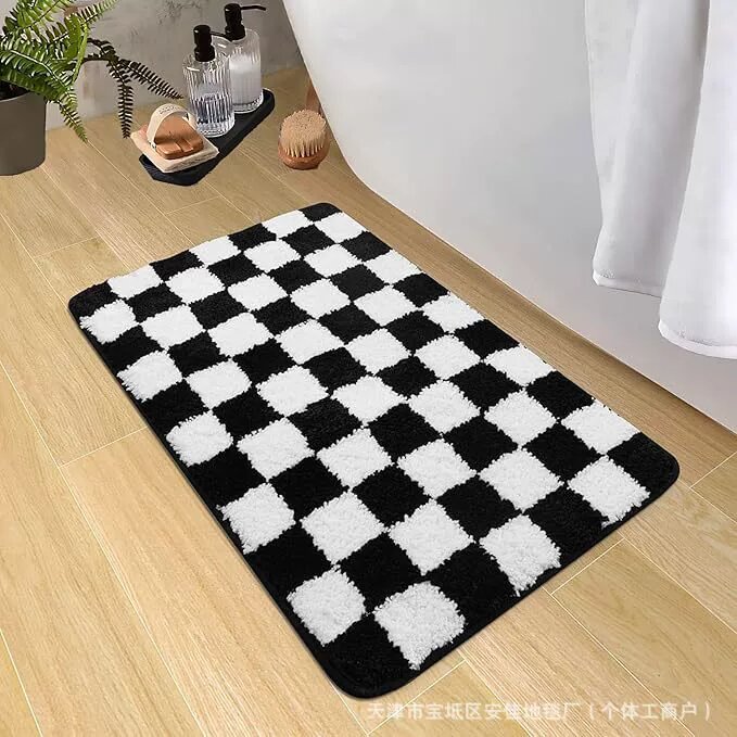 Ковер с коротким ворсом IKEA ELSYSTEM , черный/белый/полосатый, 50x80 см