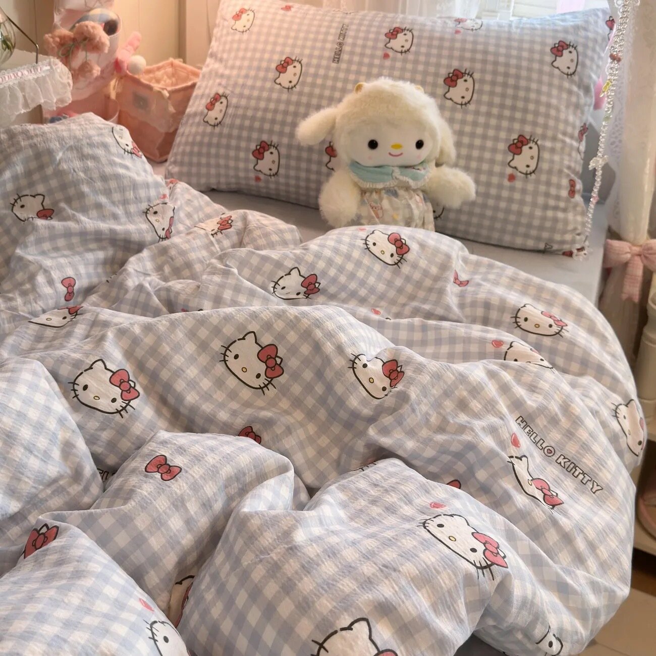 Комплект постельного белья из микрофибры Hello Kitty, 200х230 см, розовый