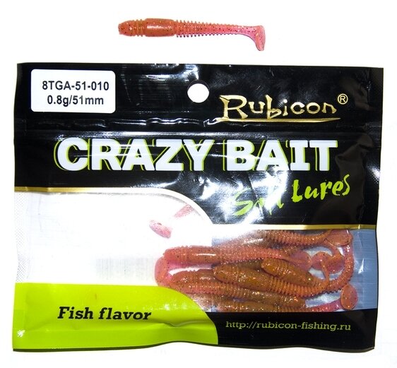Съедобная силиконовая приманка RUBICON Crazy Bait TGA 0.8g, 51mm, цвет 010