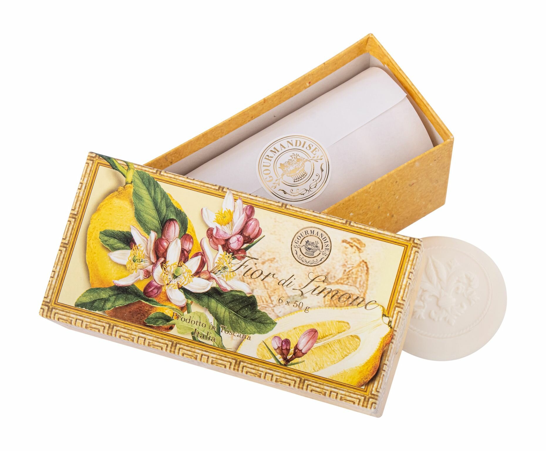 GOURMANDISE Набор натурального парфюмированного мыла Лимон, 6 х 50 г