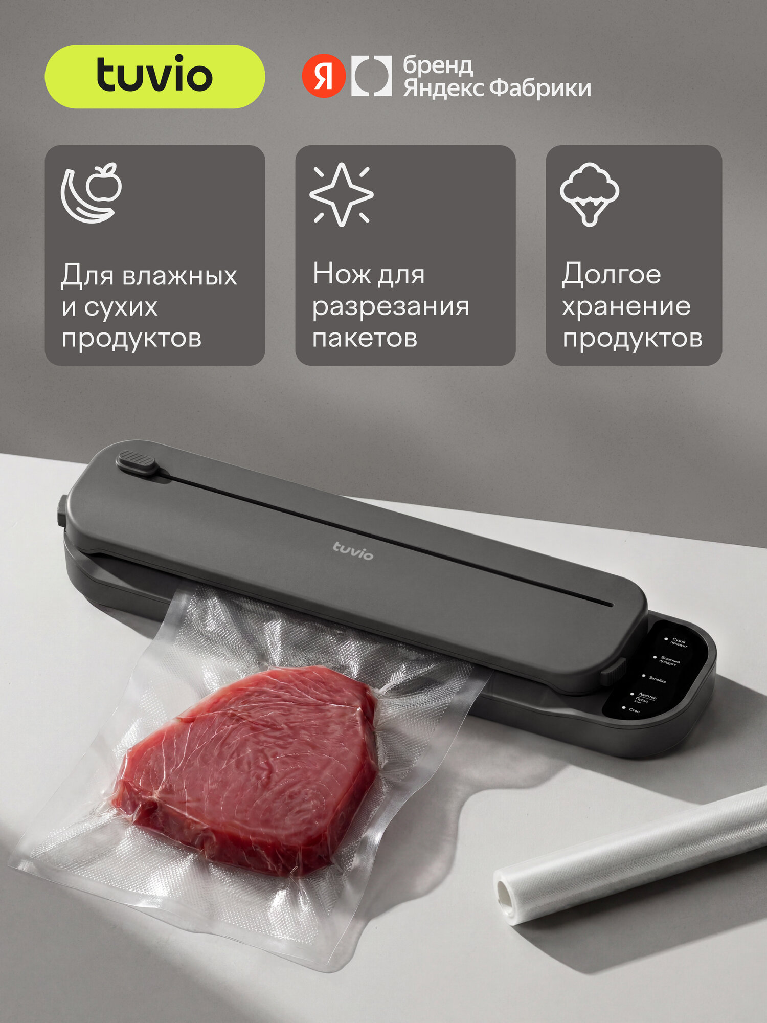 Вакуумный упаковщик для сухих и влажных продуктов Tuvio, TVS05PM