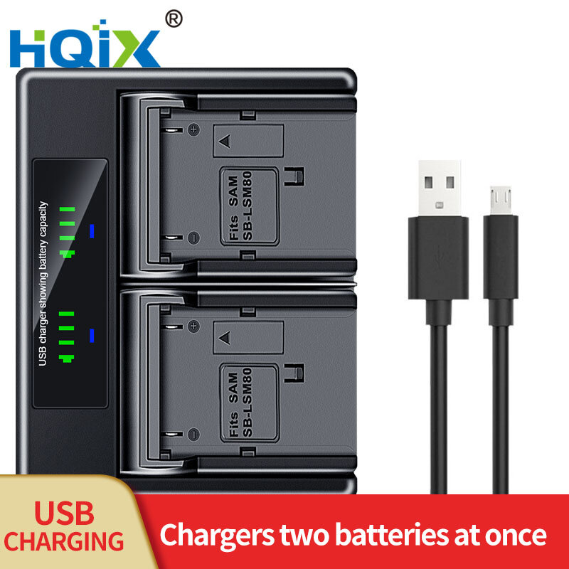 HQIX для Samsung VP-D351 D352 D361 D362 D363 D364 D365 D451 D467 D963 D651 D655 DC163 DC165 камера SB-LSM80 Аккумулятор Двойное зарядное устройство