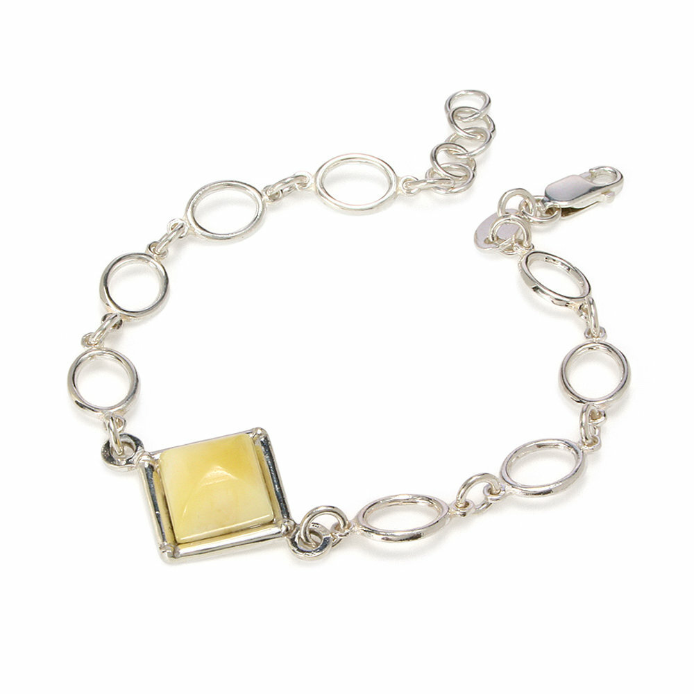 Жесткий браслет Amberprofi, серебро, 925 проба, янтарь