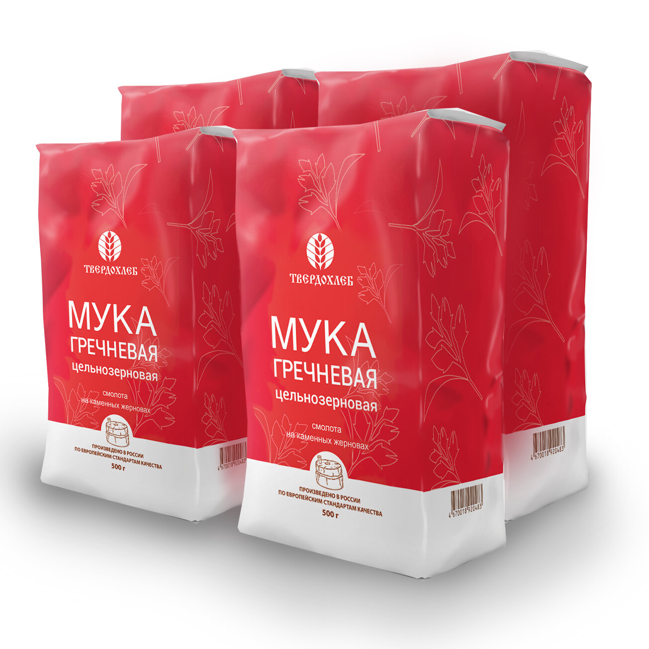 Мука Твердохлеб Мука гречневая цельнозерновая 0,5 кг - 4 шт.