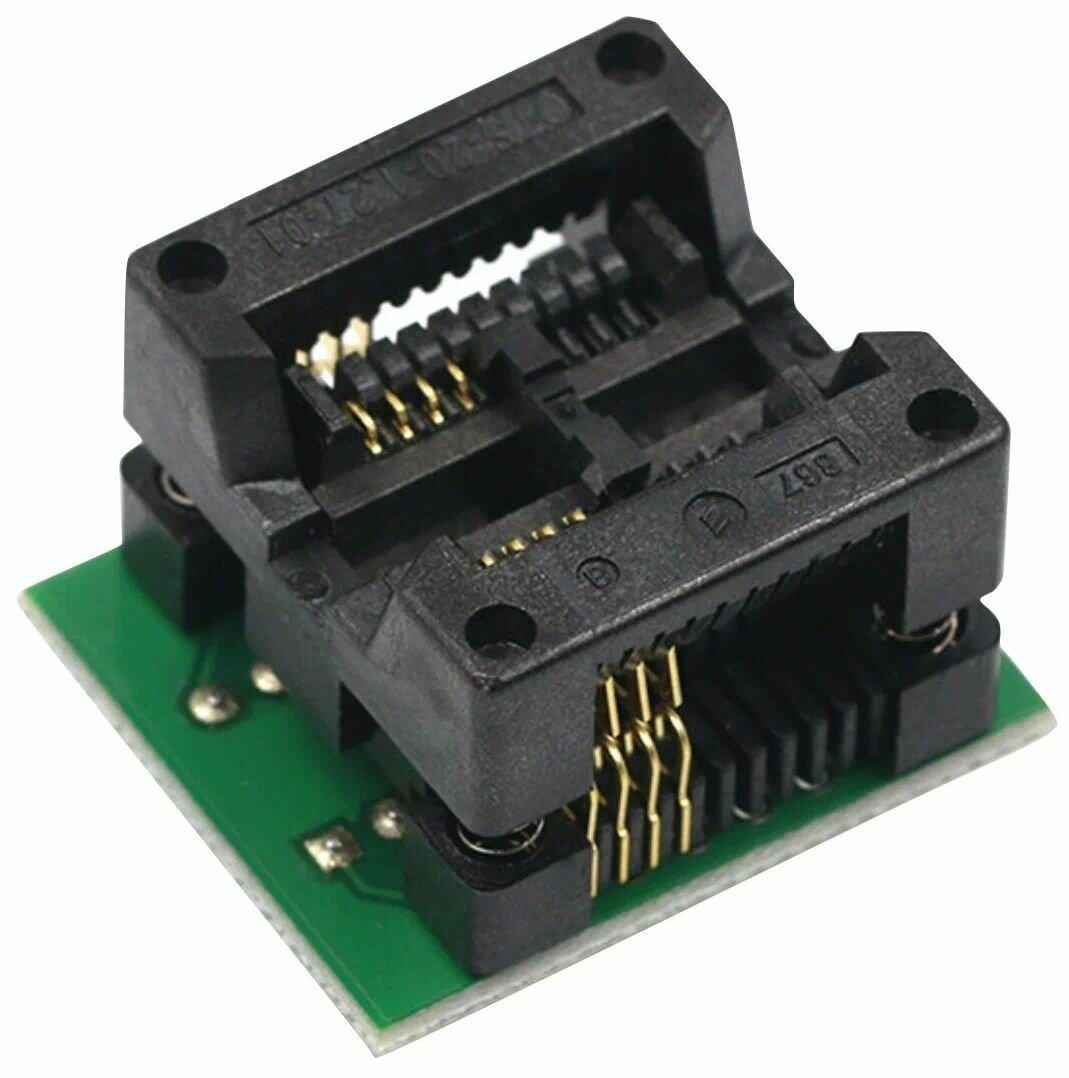 Адаптер, переходник, панелька, сокет (socket) SOIC8; SOP8 200-209mil на DIР8 быстрозажимной для программаторов с ZIF разъемом