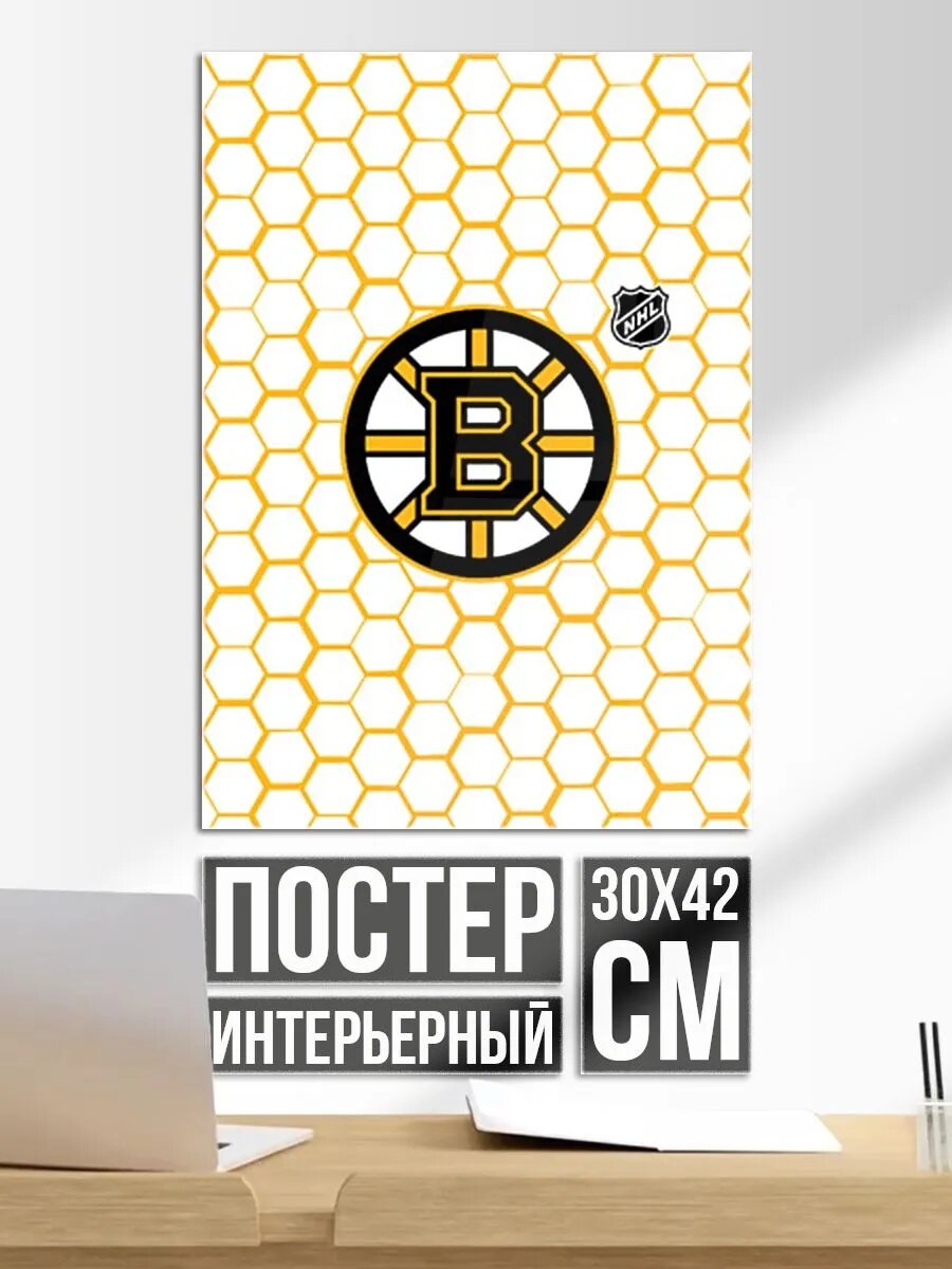 Постер на стену Бостон Брюинз - белые соты