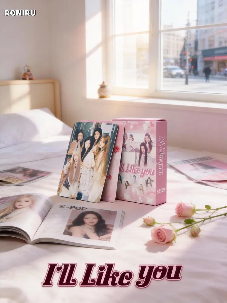 ILLIT I'LL LIKE YOU Album 2024, набор 55 LOMO карточек мини-фото для K-POP фанатов с изображениями участников Йеджи Лии Рюджин Чэрён Юны