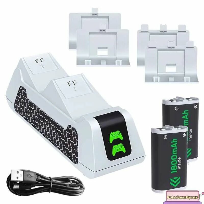 Зарядная станция Xbox Series S/X - Xbox One Dobe Charging Dock+2 шт АКБ 1800 mAh