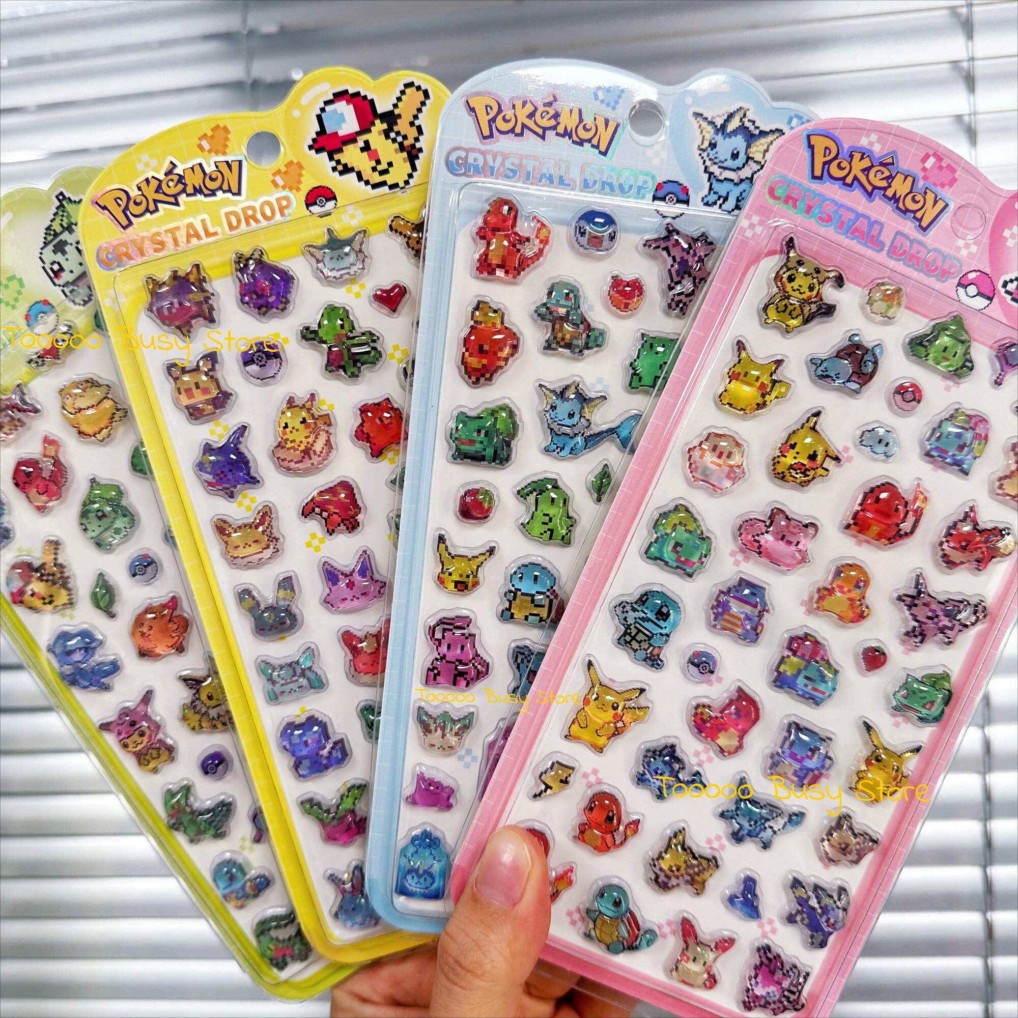 Pokemon Crystal Drop наклейки 3D, 4PCS