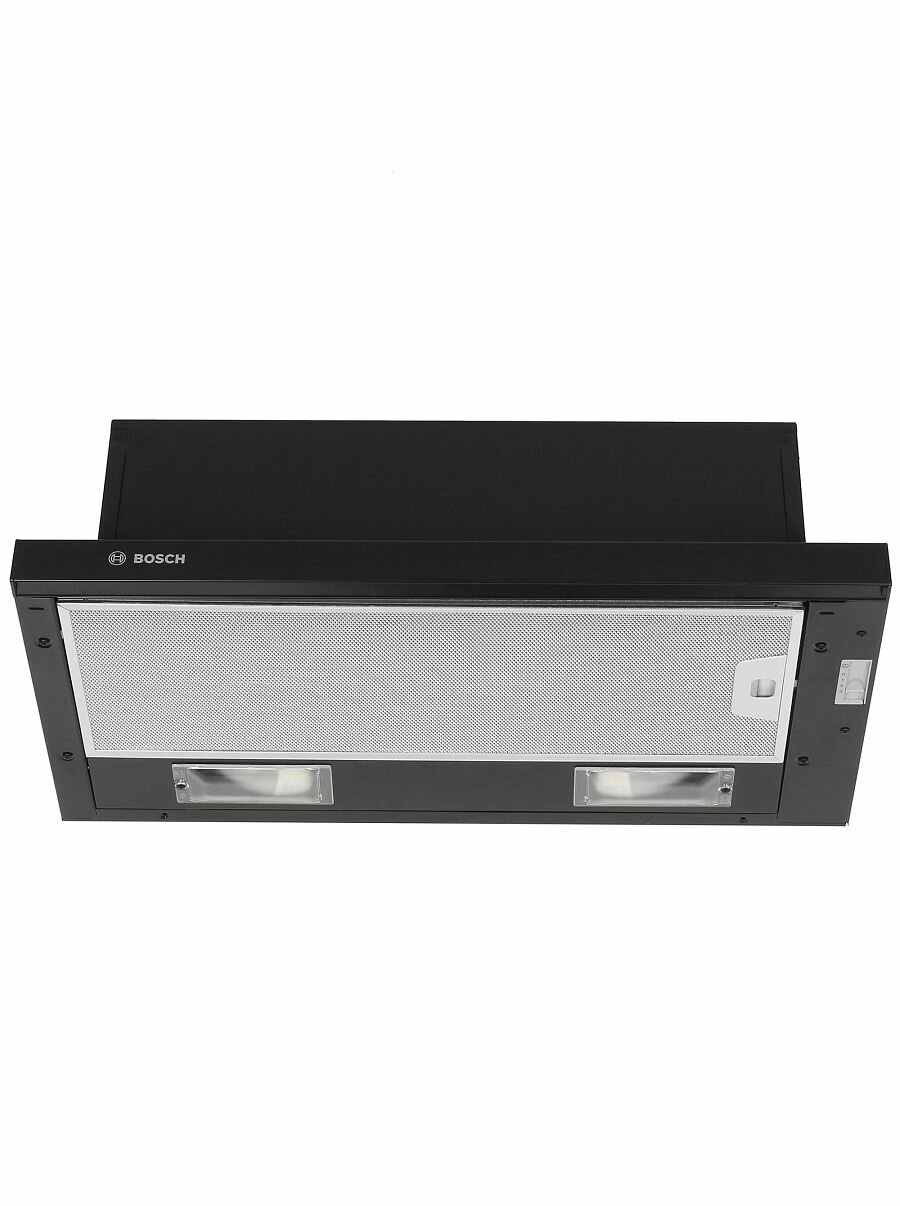Вытяжка встраиваемая BOSCH DFT63CA60Q Serie 2, отвод, циркуляция, 125 Вт, механическое управление, светодиодное освещение, 62 дБ, чёрная