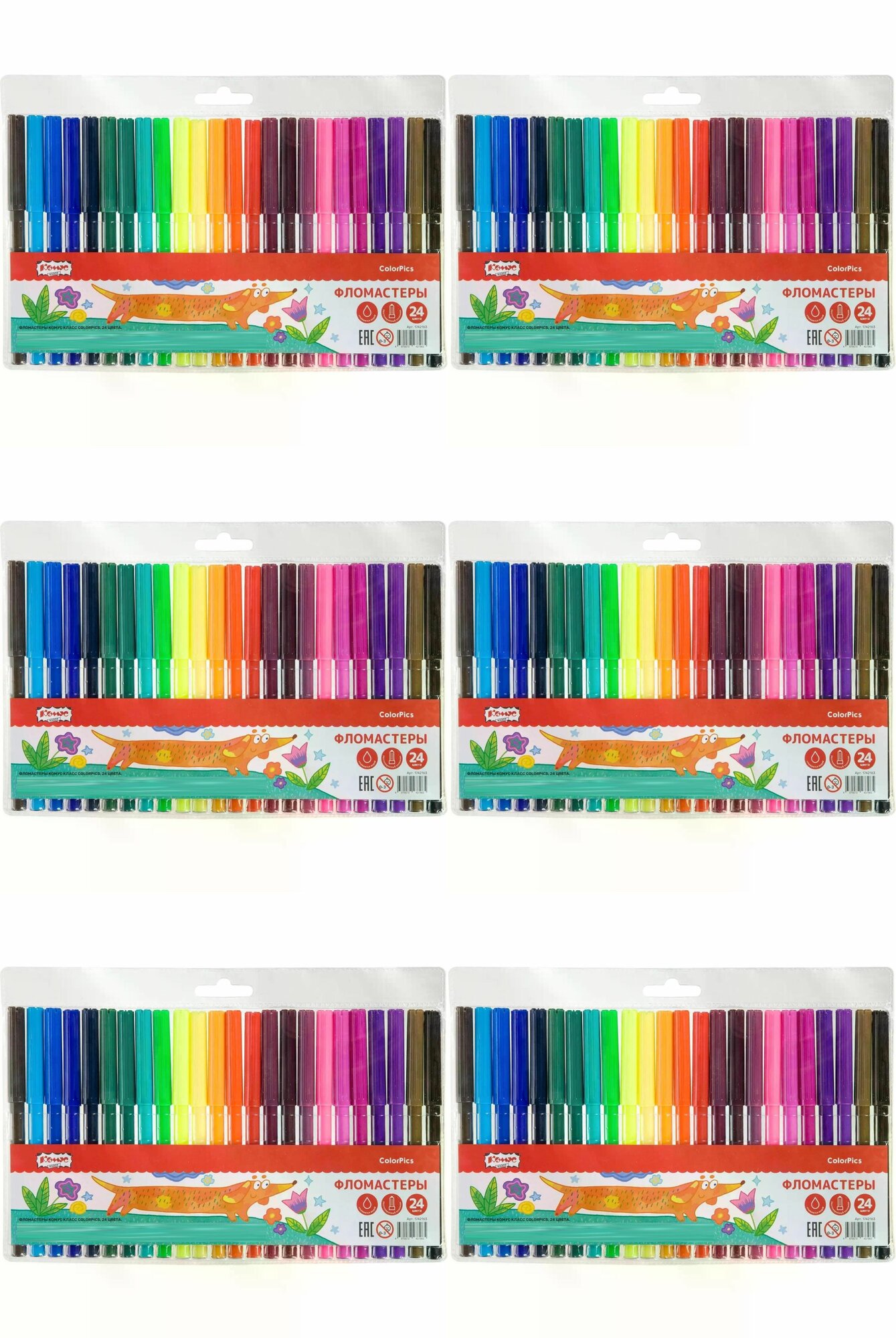 Комус Класс Фломастеры ColorPics, 24 цветов, 6 уп
