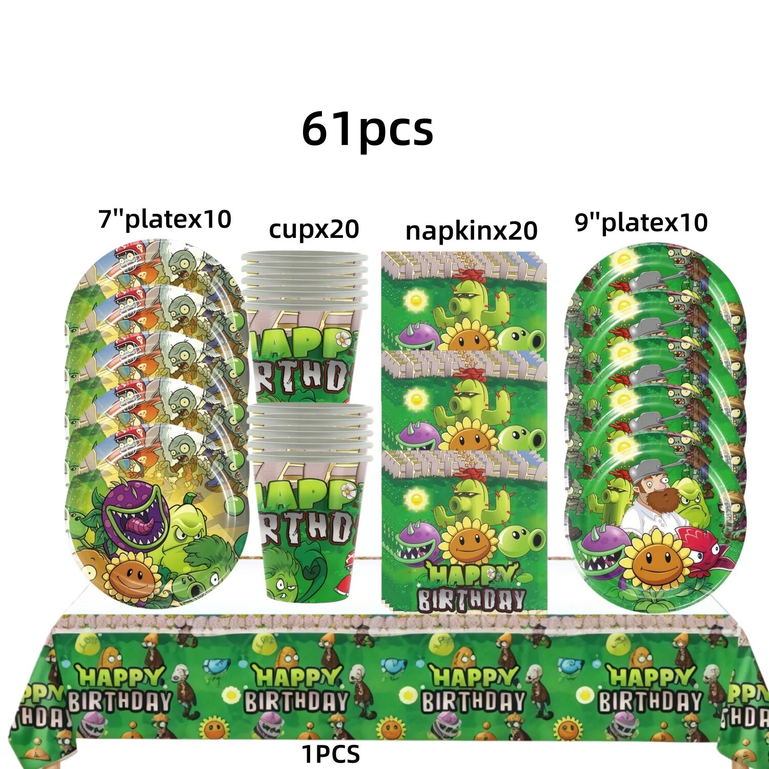 Набор декора "Растения против зомби" для детского праздника Takara Tomy BPPZZ-61PCS