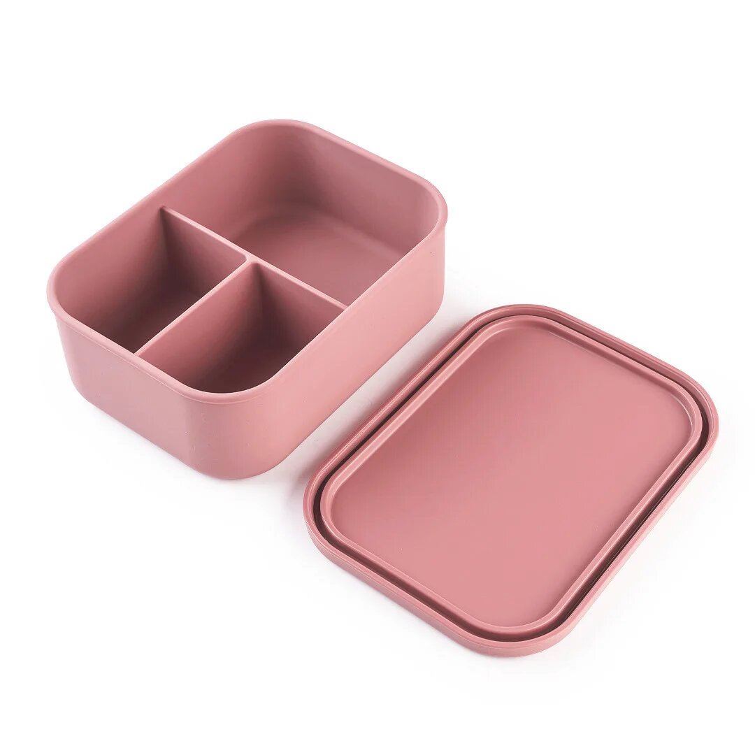 Силиконовый ланч-бокс трехсекционный dusty pink