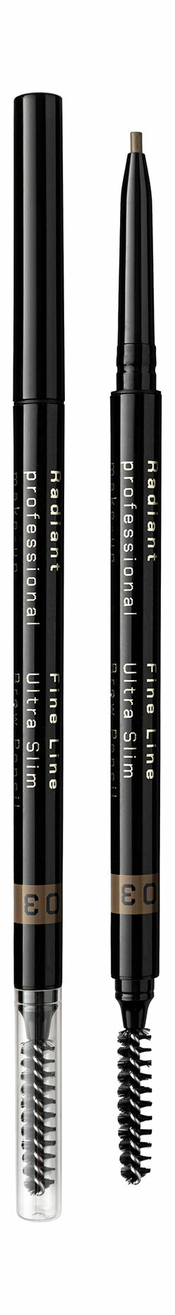 RADIANT PROFESSIONAL MAKE-UP Карандаш для бровей Fine Line Ultra Slim ультратонкий водостойкий, 0,09 г, 03 Пепельный