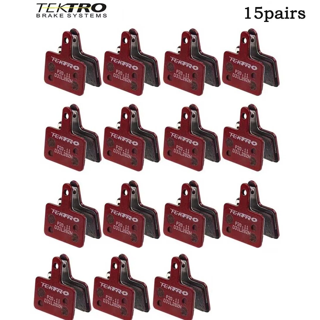 TEKTRO P20.11 Тормозные колодки для горных велосипедов Бордовый, 15 Pairs