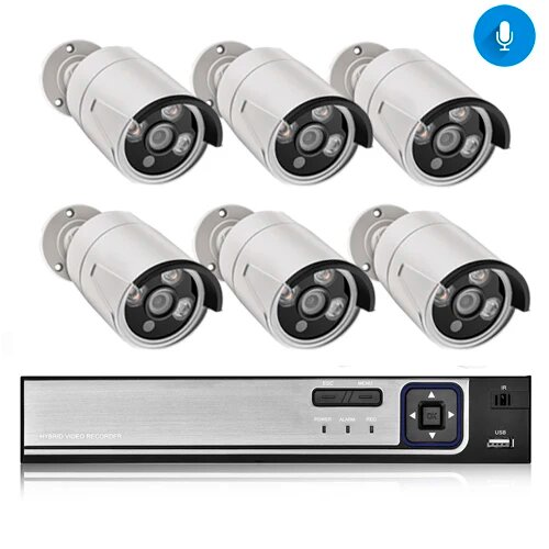 Система видеонаблюдения Gadinan Outdoor Audio Record CCTV 8-канальная 4MP POE NVR с камерами IP H.265+ с детекцией движения P2P 3.6mm XMEye