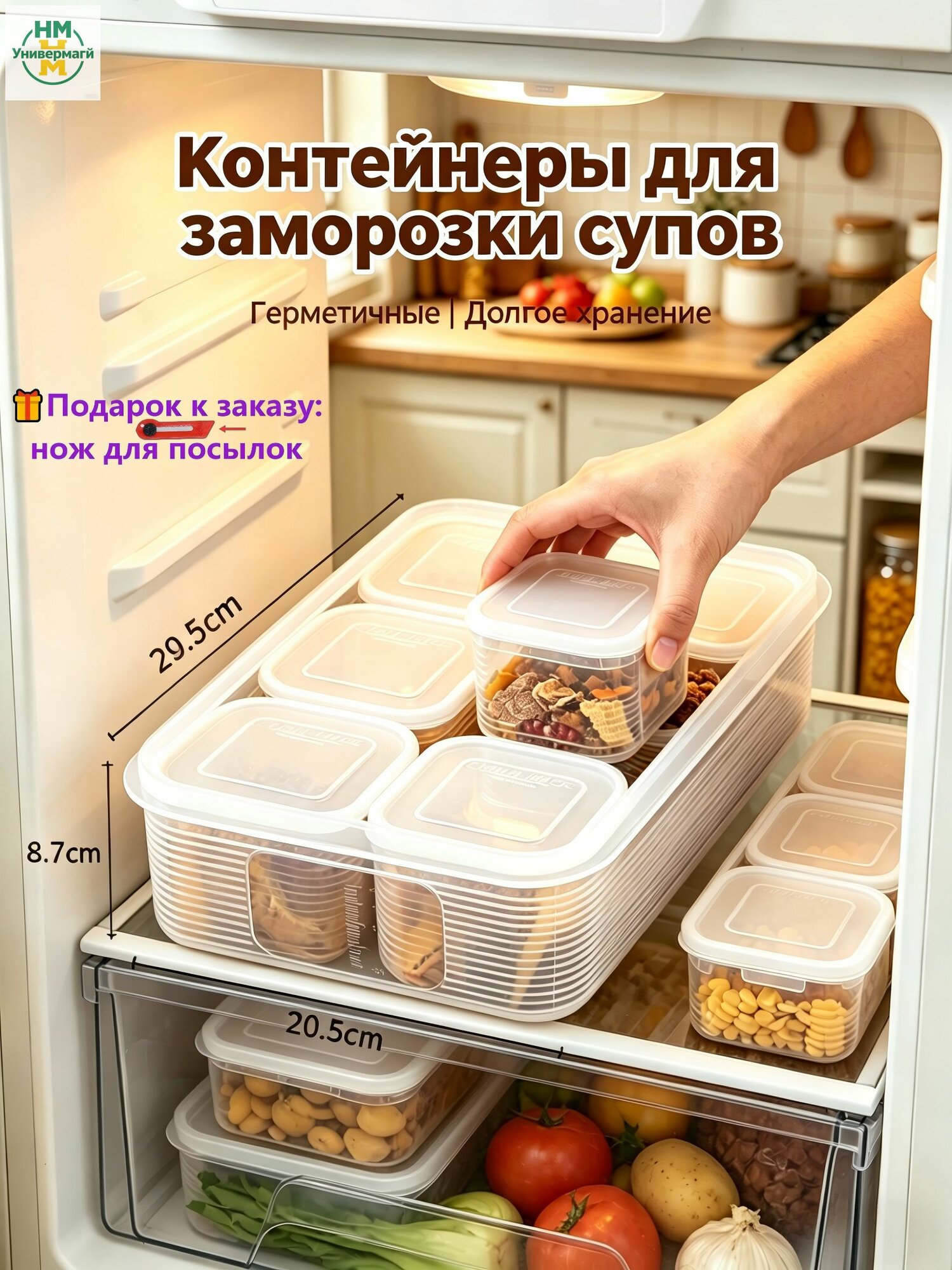Контейнер пищевой 380 мл, 3200 мл 7 шт полипропилен, для СВЧ