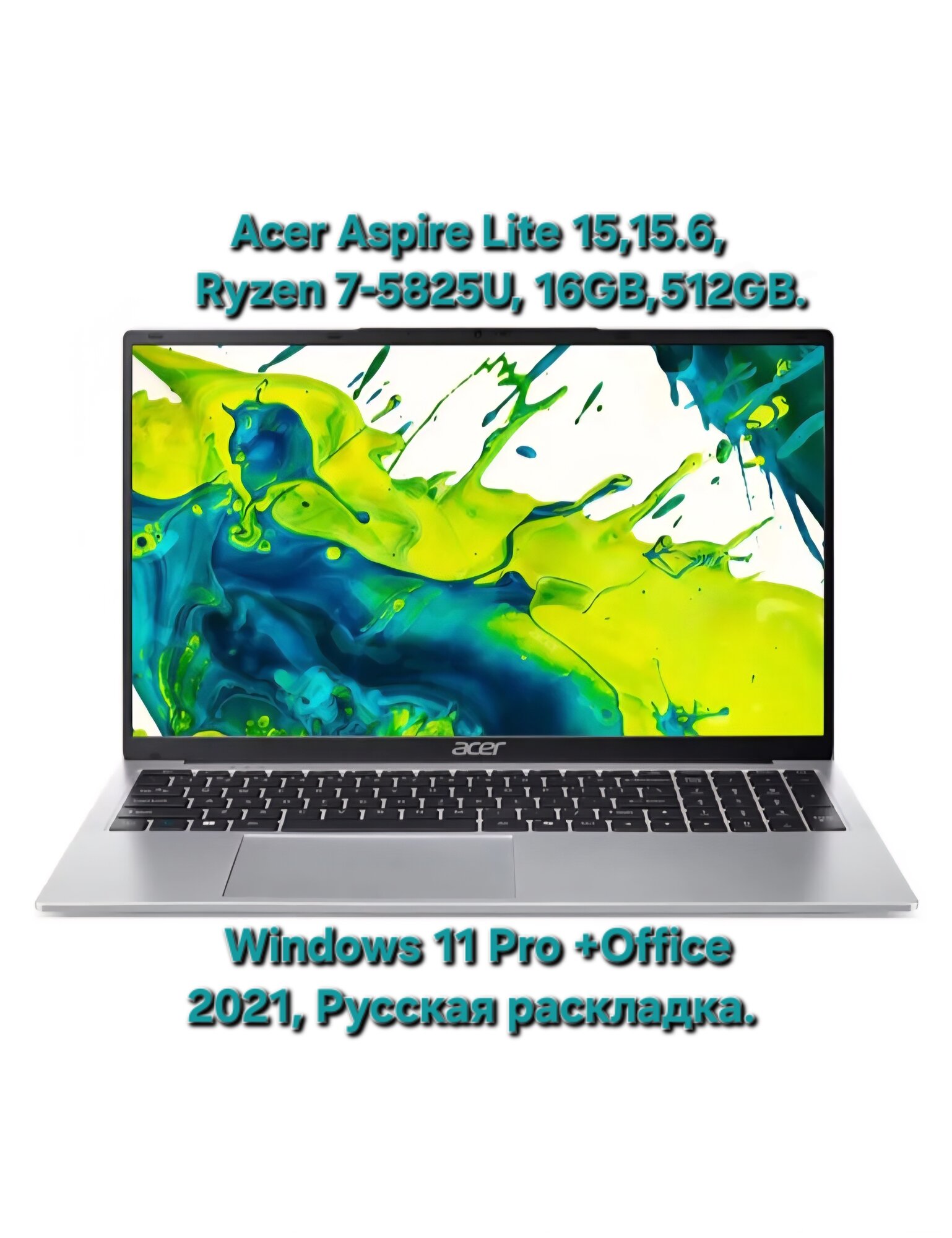 Acer Aspire Lite/15.6"IPS/Ryzen 7 5825U/16GB DDR4/512GB/AMD Radeon Graphics/Windows 11PRO+Office 2021